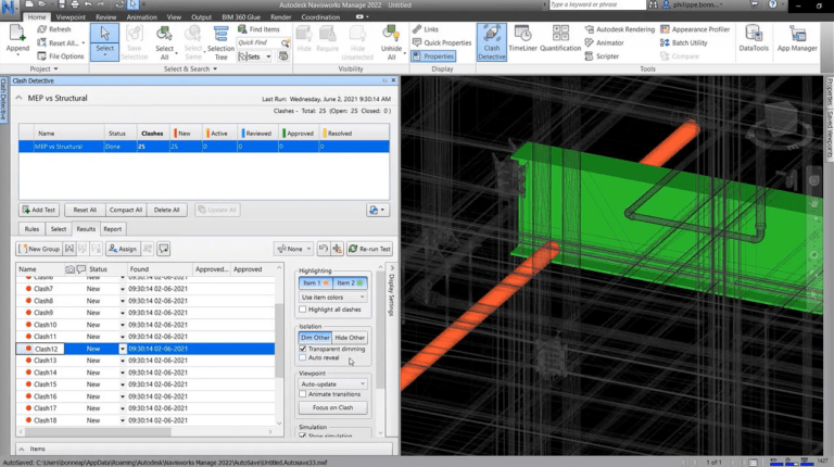 Clash Detection in Navisworks and Revizto